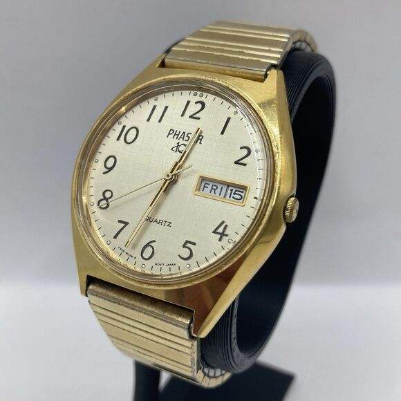 Seiko | Accessories | Vintage Phasar Gold Tone Day Date Watch Spiedel ...